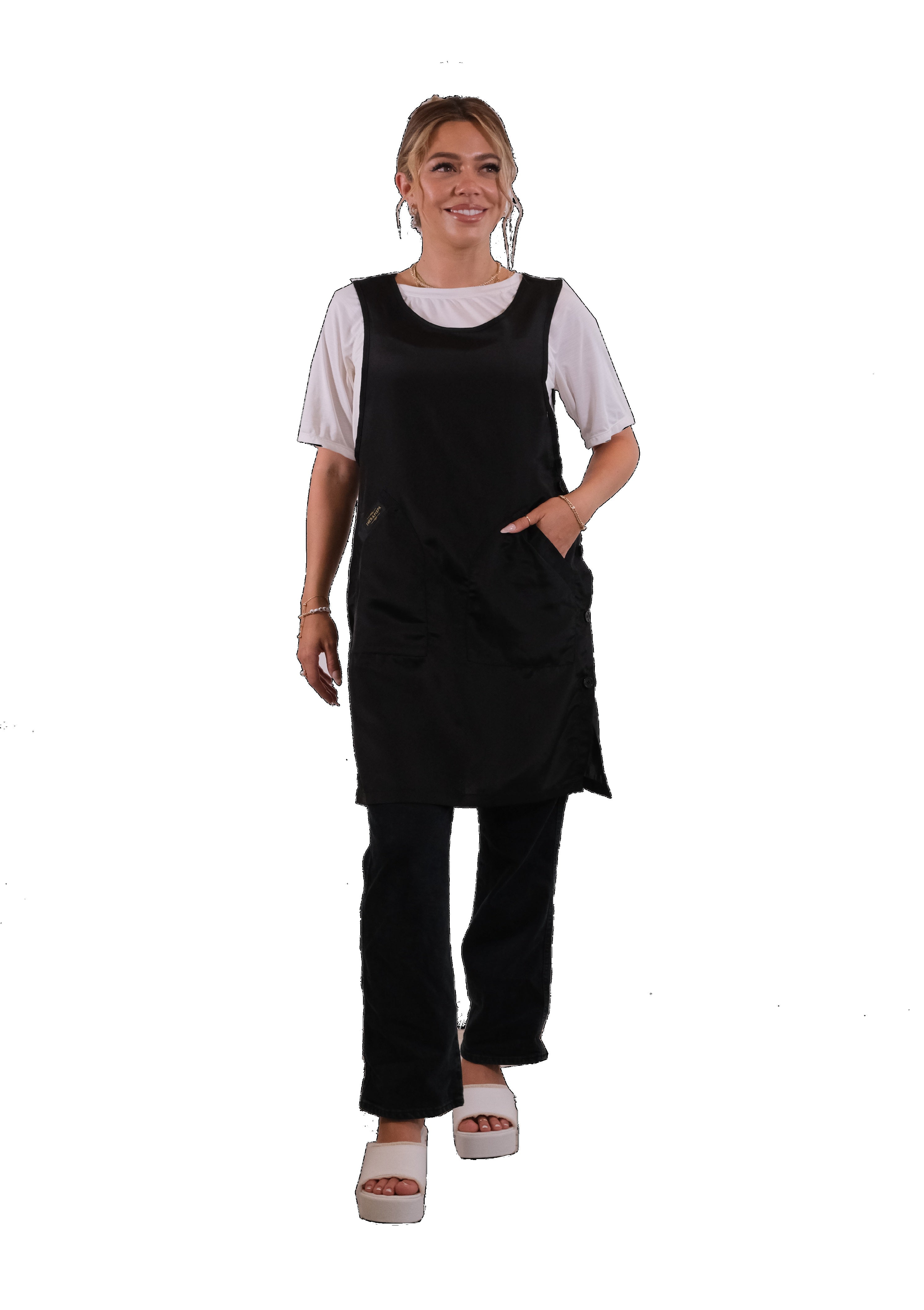 Black Side Button Apron (WA-002 BLACK) – SPEXIALIST INC